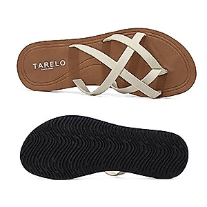 AX BOXING Flip Flops For Women Thong Sandals Faux Leather Slide Beach Pool Slipper Sandals(White-11,7)