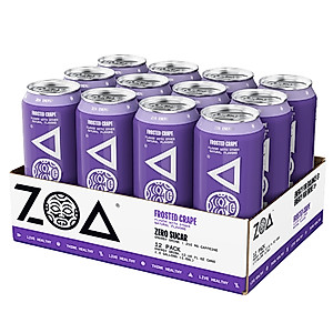 ZOA Sugar Free Energy Drink Bundle - Frosted Grape, Cherry Limeade, Strawberry Watermelon (36 Pack) - Healthy Energy Drinks with Vitamins, Amino Acids, Camu Camu, Electrolytes & Caffeine