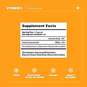 Health By Habit Vitamin C Supplement 2 Pack (120 Capsules) - High Strength, 1000mg, Support Antioxidant Levels and Immune Health, Non-GMO, Sugar Free (2 Pack)