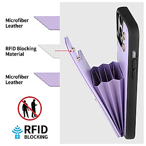 Vofolen for iPhone 13 Pro Max Wallet Cover with Card Holder 360°Rotation Ring Stand Kickstand Women Girls PU Leather Double Buttons Flip Cover RFID Blocking Protective Case 6.7 inch Violet