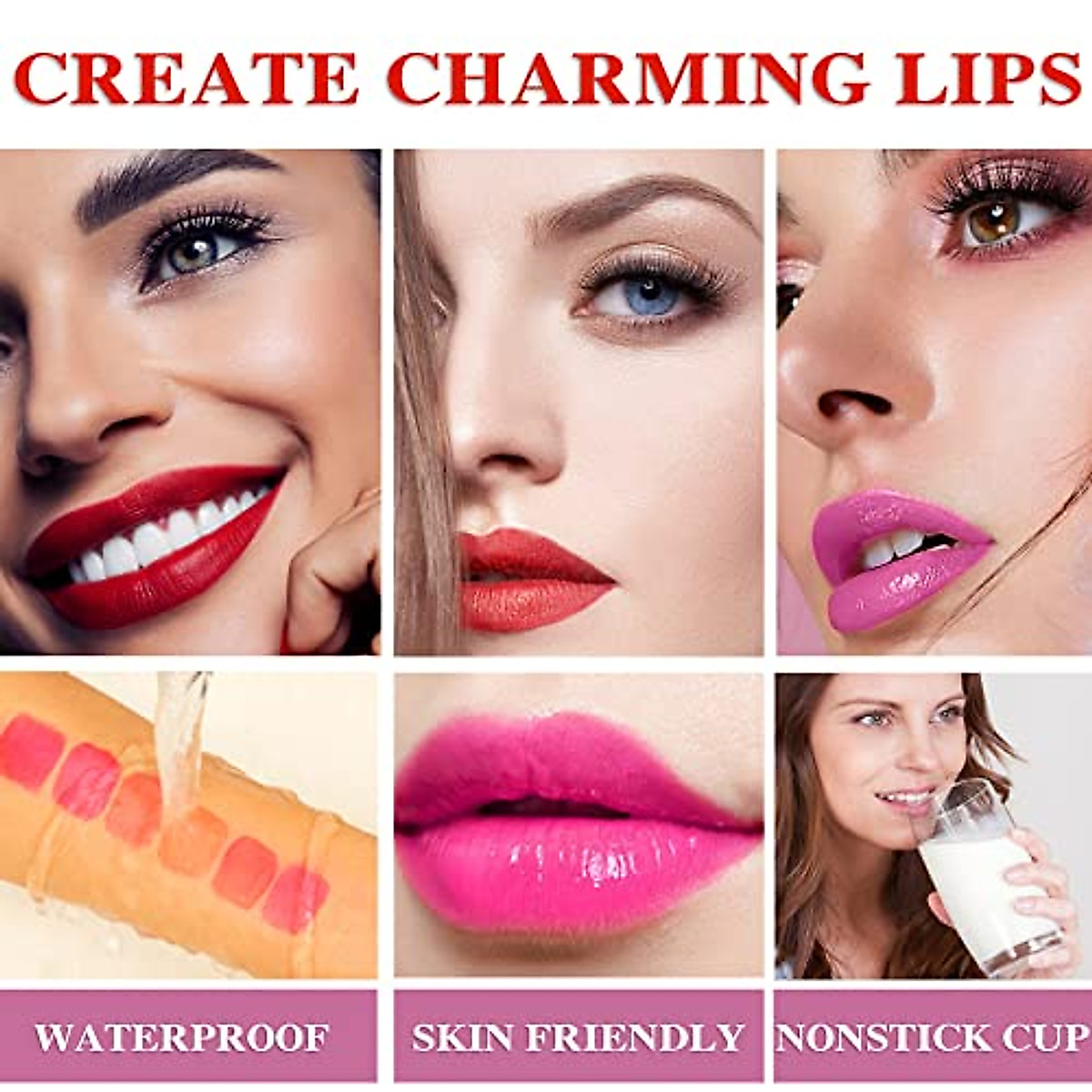 WYBLZPXZ 6 Colors Wine Lip Tint,Liquid Wine Lipstick,Wine Tint Lip Stain,Matte Long Lasting Waterproof Lip Gloss Set for Creating Natural Moisturizing Lip Makeup