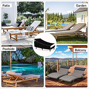 NEVERLAND Waterproof Patio Lounge Chair Cover, Outdoor Chaise Lounge Covers with Heavy Duty Material, 420D Waterproof Outdoor Chairs Cover 76L x 32W x 32H inch Black (2 PACK)
