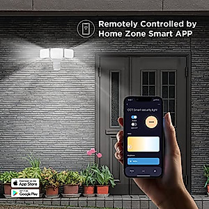 Home Zone Security Smart SMD LED Outdoor Flood Light, 3500LM, 3000-5000K Adjustable Color Temperature, Long & Wide 70’ x 240° Motion Sensor Detection, WiFi, Works w/Alexa & Google, Aluminum Heads