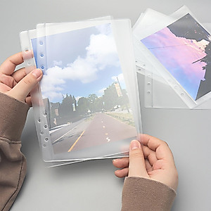 A5 Binder Pockets Zipless 24pcs Binder Inserts Budget Envelopes Frost PVC Binder Sleeves Sheet Protectors for 6-Ring A5 Binder Accessories Photos Cards Bills Organizer (A5, 24pcs)