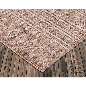 HOMEGNOME Indoor Outdoor Boho Vintage Area Rug (Stain Resistant, Easy to Clean, Washable, Non Shedding) (8'x10', Natural Neutral)