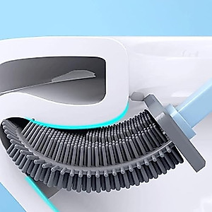 Silicone Toilet Brush with Holder Set Toilet Bowl Brush Small Wall Hanging Toilet Cleaner Brush Easy to Clean