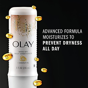 Olay In-Shower Rinse-Off Body Conditioner for Dry Skin with B3 and Coconut Oil for Lasting Hydration, 8 Fl Oz (Pack of 6)