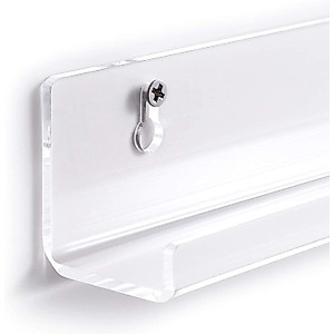 BYCY 8 Packs Clear Acrylic Shelves Wall Mount Holder for Display,Floating Book Shelves for Kids Room,Floating Album Record Shelves Funko Pop Display Shelf for Home (8Packs-Clear)