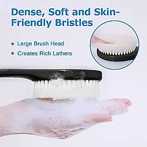 Exfoliating Shower Brush, Bath Body Brush, Never Mold Back Brush Long Handle for Shower, Dry Brushing Body Brush or Wet Brush with Moderate Bristles Black