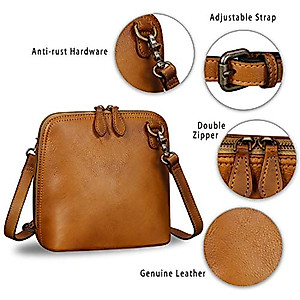 Genuine Leather Crossbody Bag for Women Vintage Style Handmade Satchels Small Purses (Brown)