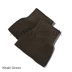 Rib Knit Cuff Pair for Replacement Repair Cuffing Old Jackets Bombers. No Side Seams, Seamless Tubular Ribbing Fabric. Also for para Jackets and Denison Smock, Neotrims (Khaki Green, 2 Pieces)