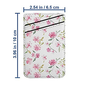 Diascia Pack of 2 - Cellphone Stick on Leather Cardholder ( Pink Rose Watercolor Pattern Pattern ) ID Credit Card Pouch Wallet Pocket Sleeve