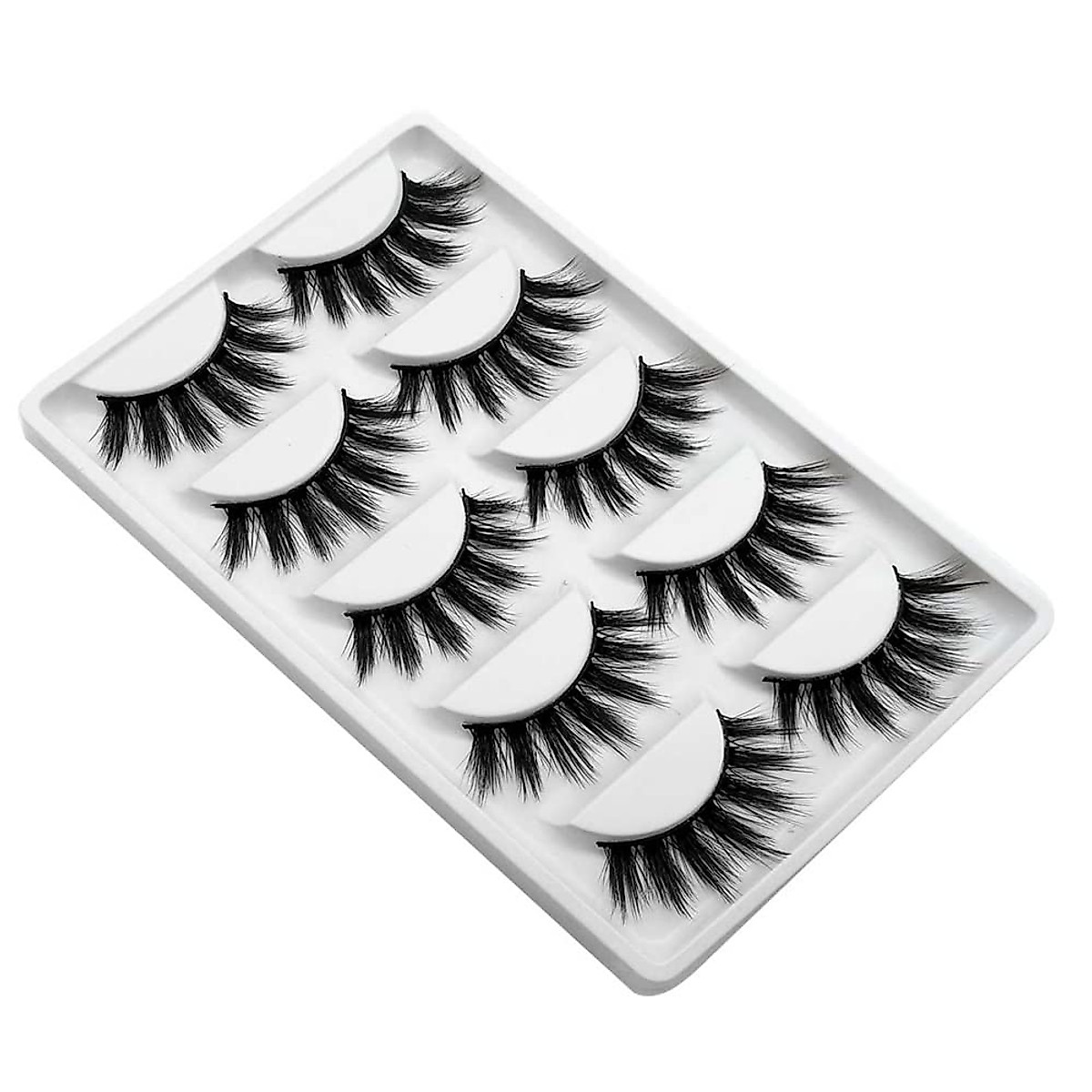 GGOKOK False Eyelashes 3D Faux Mink Eyelashes Handmade Luxurious Volume Fluffy Natural False Eyelashes Fluffy Long Soft Reusable Eyes Lashes Dramatic Eyelashes 5 Pairs