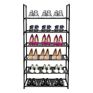 6-Tier Shoe Rack Shoes Storage Organizer Entryway Metal Shoe Holds 18-24 Pairs of Shoes