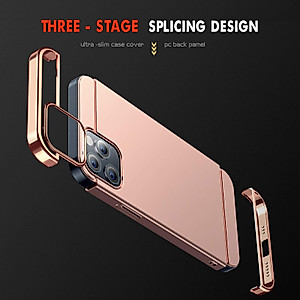 CROSYMX Slim Fit Compatible with iPhone 12 Pro Max Case with [1 x Screen Protector], Ultra Thin Hard Plastic Protective Cover Shockproof Drop Protection 5G Case(6.7 inch) 2020 - Rose Gold