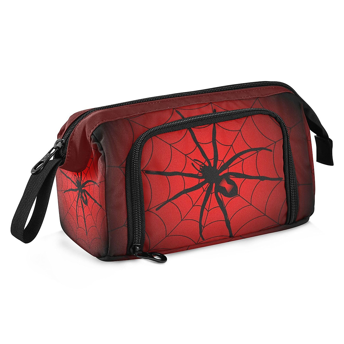 Fisyme Halloween Spider Web Pencil Case Large Capacity Pencil Pouch Pen Bags Box Big Makeup Pencil Case Organizer