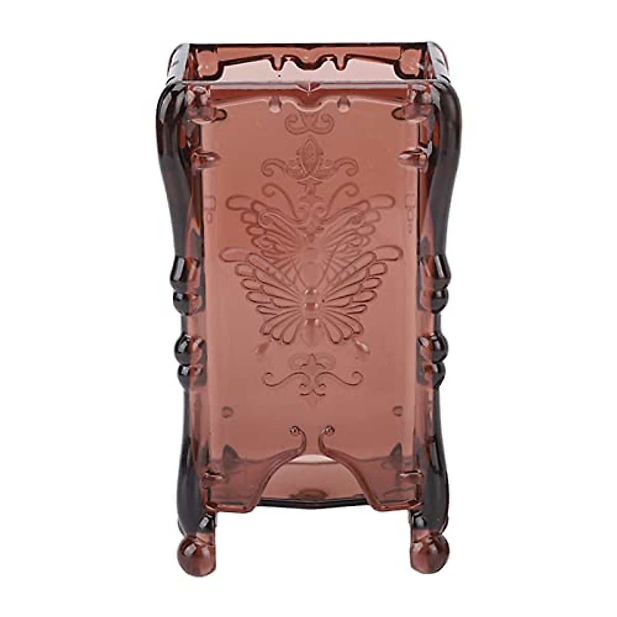 Cotton Pad Holder, Large Capacity ABS, Cute Design, Cotton Dirt Free Makeup Box for Bedroom (Transparent Coffee)