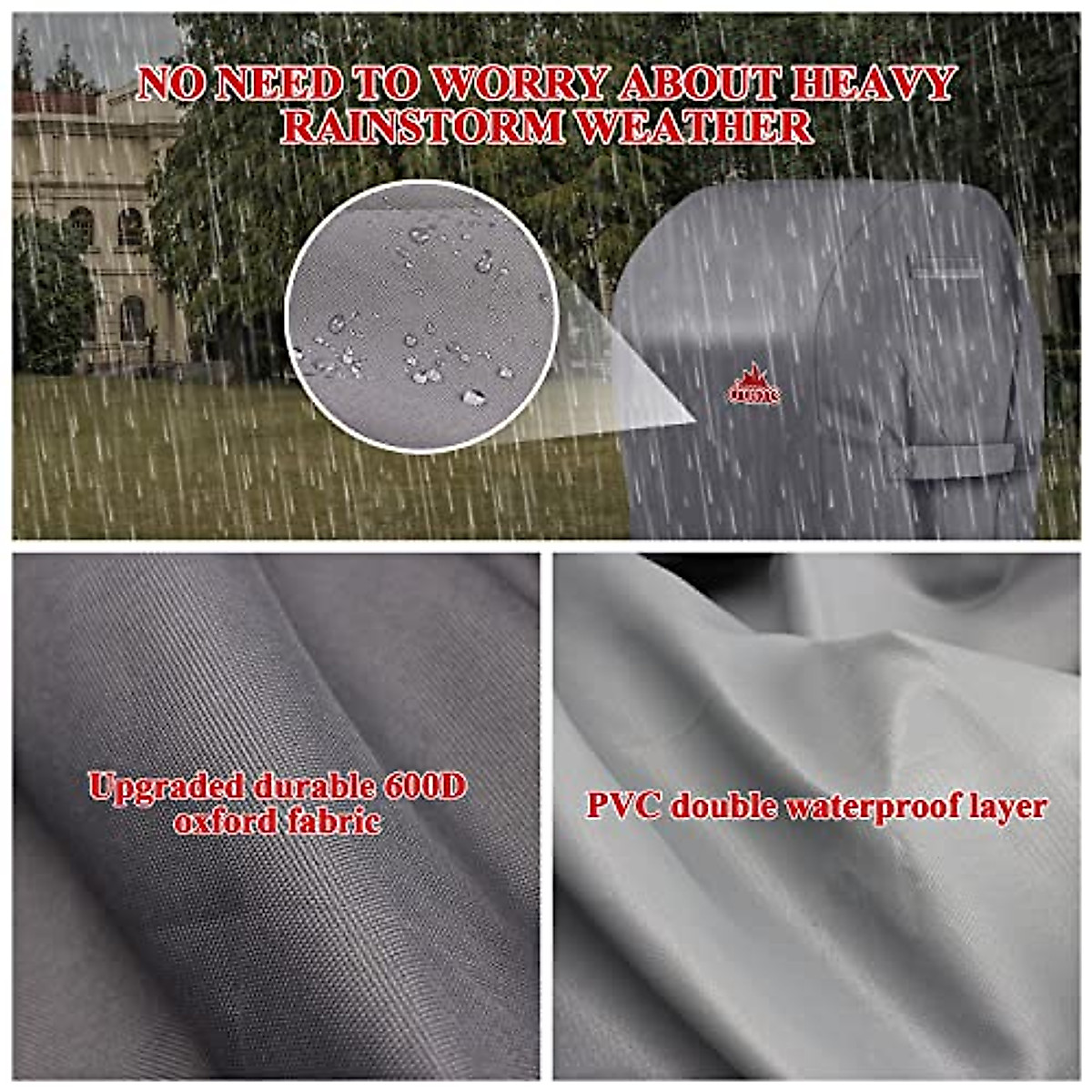 Chooone 32 Inch Grill Cover, Heavy Duty Waterproof Barbecue Gas Grill Cover, Windproof, UV and Fade Resistant, 600D BBQ Grill Cover for Weber Brinkman Char-Broil and More, Grey