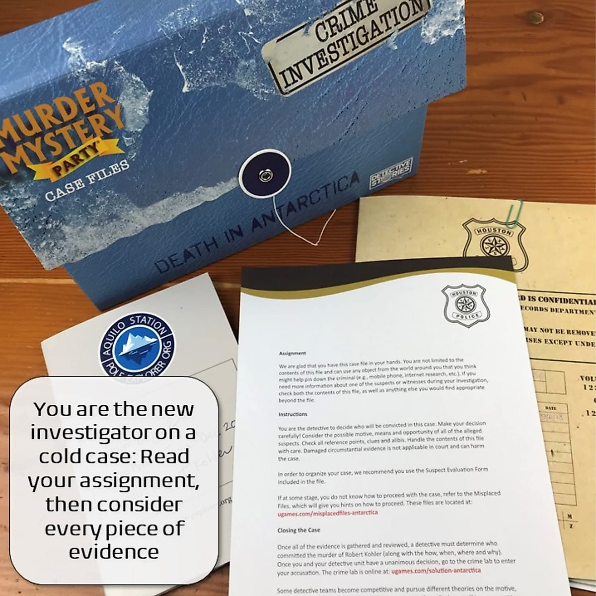 Murder Mystery Party, Death in Antarctica, Case File Game for 1+ Players, Ages 14 and Up