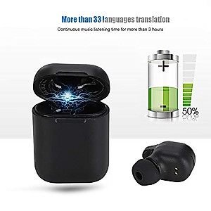 Wireless Bluetooth 33 Language Cellphone Translator Earbuds, Smart Delayed Translation Mini Single Ear Headset with Charging Box, Support for Mobile Phone Translation