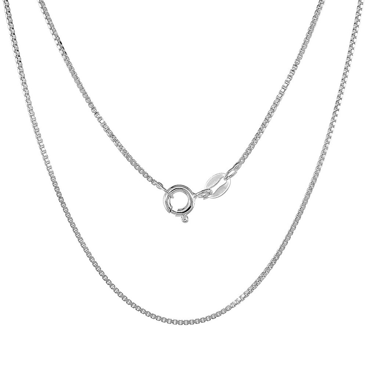 Sterling Silver Mezuzah Necklace Floral Pattern Cuboid Shape 15/16 inch 30 inch BXO_19