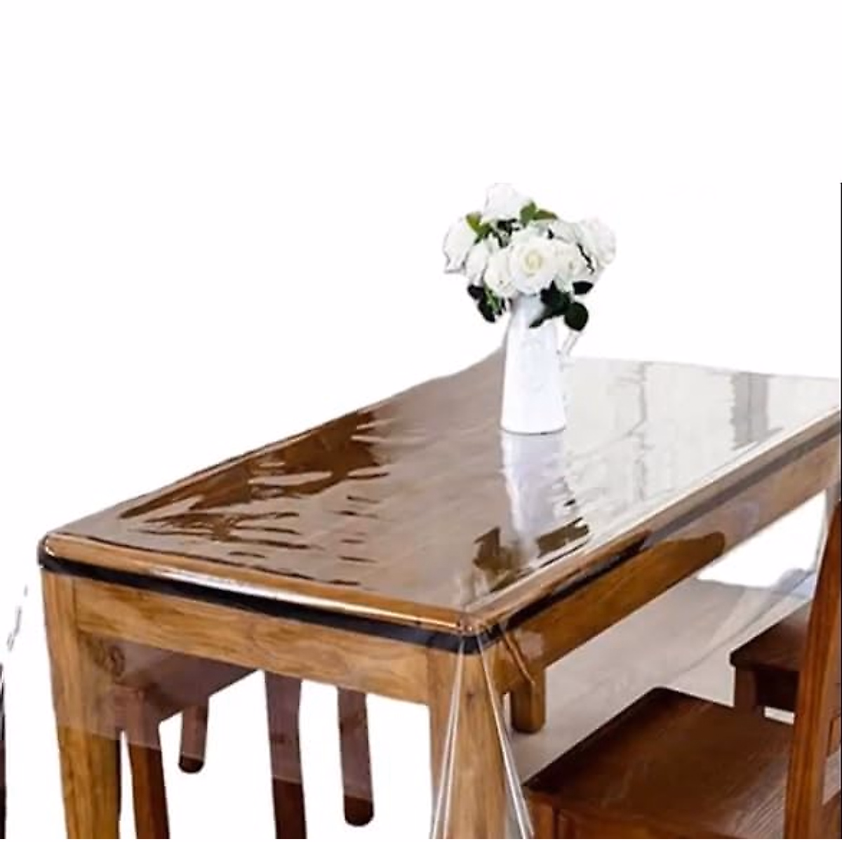 Golden Linens LLC 2.2 mm Thick Clear Plastic Transparent Tablecloth Protector Water Proof Heavy Duty Easy Clean, Long Lasting Kitchen Dinning Table, Family Gathering Party Holidays (60" X 90")