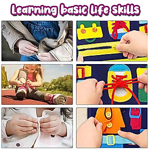 ALKISS Busy Board,26-in-1 Montessori Toys for Toddler, Sensory Board with Alphabet and Calendar for Learning Fine Motor Skills, Portable Travel Toy, Preschool Educational Toys Gift for Boys Girls