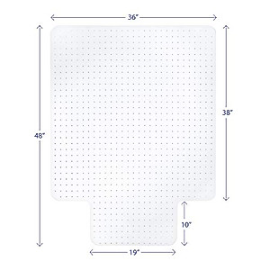 Office Chair Mats for Carpeted Floors, Studded Desk Floor Mat, Clear Heavy Duty for Low and Medium Pile, Beveled Edge with Lip Large 36" X 48" Shipped Flat by Mastermat