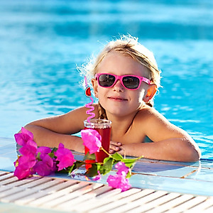 Whaline 24Pcs Fruit Theme Plastic Straws Colorful Hawaii Beach Straws Reusable Shape Drinking Straws for Juices Shakes Summer Baby Shower Pool Beach Cocktail Party Supplies with 2 Cleaning Brush