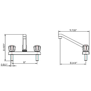 Dura Faucet RV Two Handle Kitchen Sink Faucet with Smoked Crystal Acrylic Knobs