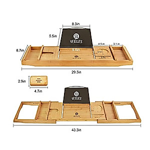 IFELES Bamboo Bathtub Caddy Tray for Tub with Bath Accessories,Bath Trays Shelf for Luxury Bath, Vanity Tray for Tub in Bathroom (Natural)