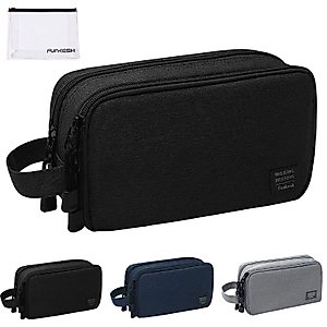 FUNKESH Mens Toiletry Bag Waterproof Organizer Bag Travel Shaving Dopp Kit Perfect Travel Accessory Gift (Black)