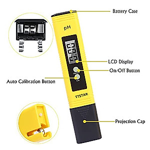 TTSTAR Digital PH Meter Tester, 0.01 High Accuracy Quality 0-14 Measurement Range for Household Drinking, Pool and Aquarium Water PH Tester Design with ATC