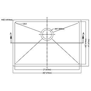 Dawn SRU251610 Undermount Small Corner Radius Single Bowl Sink, Polished Satin