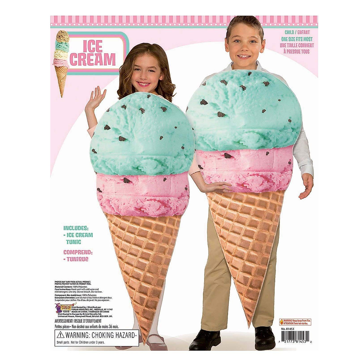 Forum Novelties Child's Ice Cream Costume Tunic, As Shown, One Size