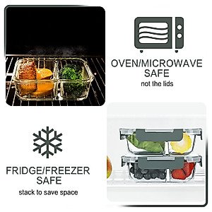 M MCIRCO [10-Pack,22 Oz Glass Meal Prep Containers 2 Compartments, Airtight Glass Lunch Bento Boxes with Lids, Glass Food Storage Containers, BPA-Free, Microwave, Oven, Freezer and Dishwasher