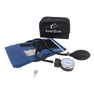 Dixie Ems Deluxe Aneroid Sphygmomanometer Blood Pressure Set W/Adult Cuff, Carrying Case and Calibration Tool - Navy