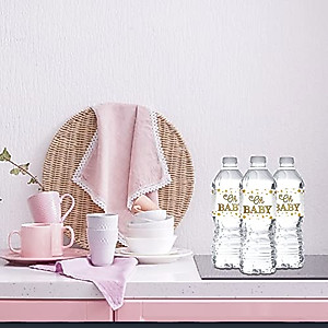MonMon & Craft Oh Baby Water Bottle Stickers / Gender Reveal Bottle Wrappers / Baby Shower / Welcome Baby / Baby 1st Birthday Party Water Labels Supplies Waterproof ( Set of 32 )
