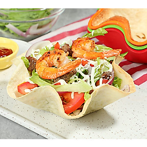 Koluti Nonstick Silicone Tortilla Shell Maker Set of 3, Colorful Taco Salad Bowl Mold, Baking Pan Tostada Baker for Kitchen, Microwave & Dishwasher & Oven Safe (Red Orange Green)