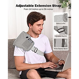 Cordless Heating Pad, Portable and Rechargeable for Back Pain, Neck and Shoulders and Cramps, Ultra-Soft 9.8" x 15.7" with Adjustable Strap, 3 Heat Settings & Fast Heating, w/ 5000mAh Battery - Gray