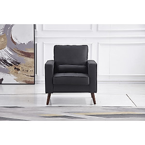 Cinnic Modern Accent Room Sofa Chair, Mid-Century Arm Chair, Linen Fabric Sofa Chairs for Bedroom, Living Room, Reading Single Sofa Chair, Easy, Tool-Free Assembly (Chair, Dark Gray)