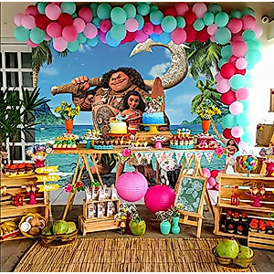 Moana Maui Backdrop Girl Birthday Party Background Cake Table Dress-up Banner Supplies Photobooth Props (7X5FT)