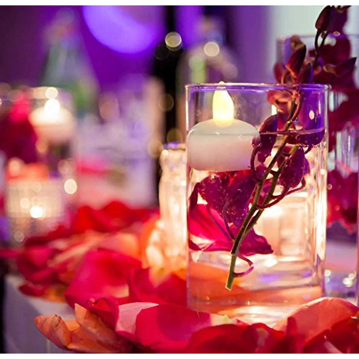 Homemory 24 Pack Waterproof Flameless Floating Tealights, Warm White Battery Flickering LED Tea Lights Candles - Wedding, Party, Centerpiece, Pool & SPA