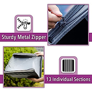 Mr. Pen- Accordion File Organizer, 13 Pockets, Black, Letter A4 Paper Document Accordion Folder, Expanding File Folder with Sticky Labels, Accordion File Folder Document Organizer