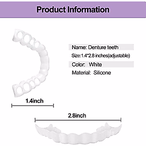 Denture Teeth Temporary Fake TeethSnap On Veneers, Snap in Teeth for Men and Women,Cover The Imperfect Teeth,No Pain No Shot No Drilling,Fix Confident Smile(2 Pcs)