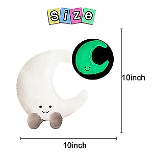 Wahahay Glowing Moon Plush Pillow，Fluorescent Plush Toy, Glow in The Dark Moon Plush, Star Stuffed Doll，All Star Collection Star Man Stuffed Plush