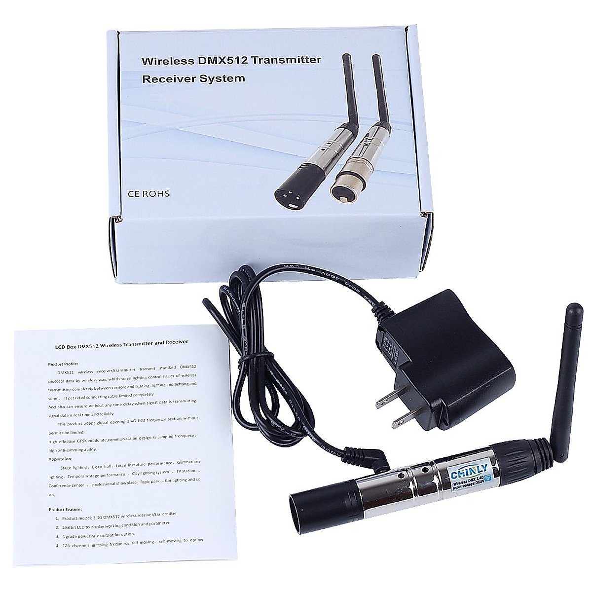 CHINLY DMX 512 DMX Dfi DJ 2.4G Wireless 1 Transmitter Controller for LED Stage Par Party Light