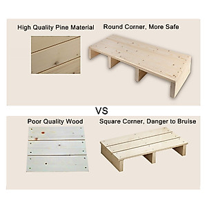 MYOYAY 39 Inch Wooden Platform Step, Hold Up to 400 LBS Solid Wood Step Stool Bedside Foot Stepper Stools Mobility Stepping Stools with Non-Slip Pads Indoor Outdoor Mobility Stepping for Old People