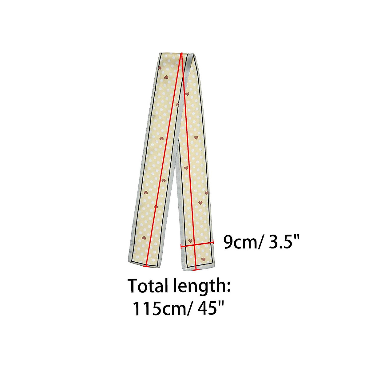 Allegra K Skinny Scarves 50s Polka Dot Neck Wraps for Women Cute Ribbon Hairband Neckerchief Yellow Heart 1 Pcs