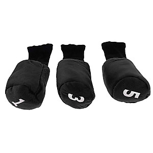 freneci Pack of 3 Golf Club Cover Wood Head Cover Protector Long Neck Socks - Black